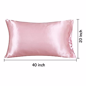 Chonty Satin Pillowcase for Hair and Skin, Cooling Satin Pillow Case Cover Silk Pillowcase Set of 2 with Envelope Closure (20x40, Pink)