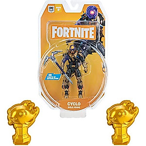 FORTNITE Cyclo Solo Mode Core Figure and 2 Mythic Goldfish Collectibles - 4 Inch Collectible Action Figure, Plus Accessories