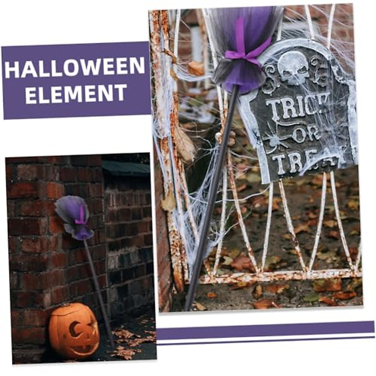 Abaodam 2pcs Witch Broom Witches Broom Party Decorations Halloween Decoration Witch Decoration Witch Halloween Costume Fall Decor for Kitchen Broom Cosplay Besom for Halloween Cloth Purple