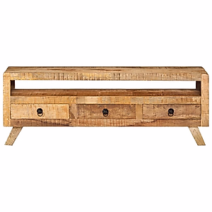 vidaXL Solid Mango Wood TV Unit - Versatile and Stylish Wooden TV Stand with Spacious Drawers and Shelf - Durable, Polished, and Painted - 43.3"x11.8"x15.7" Dimensions