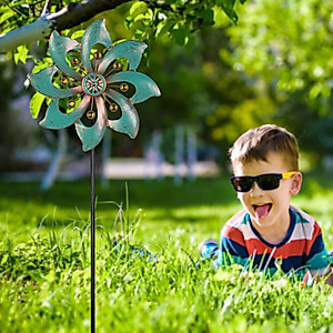 VEWOGARDEN Garden Decor Wind Spinners, Small Waterproof Metal Pinwheels Wind Spinner for Yard and Garden 37 * 10inches (Single Blade)
