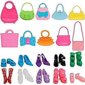 SOTOGO 30 Pieces Doll Clothes and Accessories for 11.5 Inch Girl Doll Include Random Style 10 Sets Tops and Pants,10 Bags and 10 Pairs Shoes