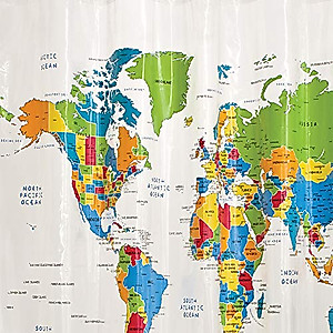 SKL Home by Saturday Knight Ltd. World Map Shower Curtain 70x72 inches Multicolored