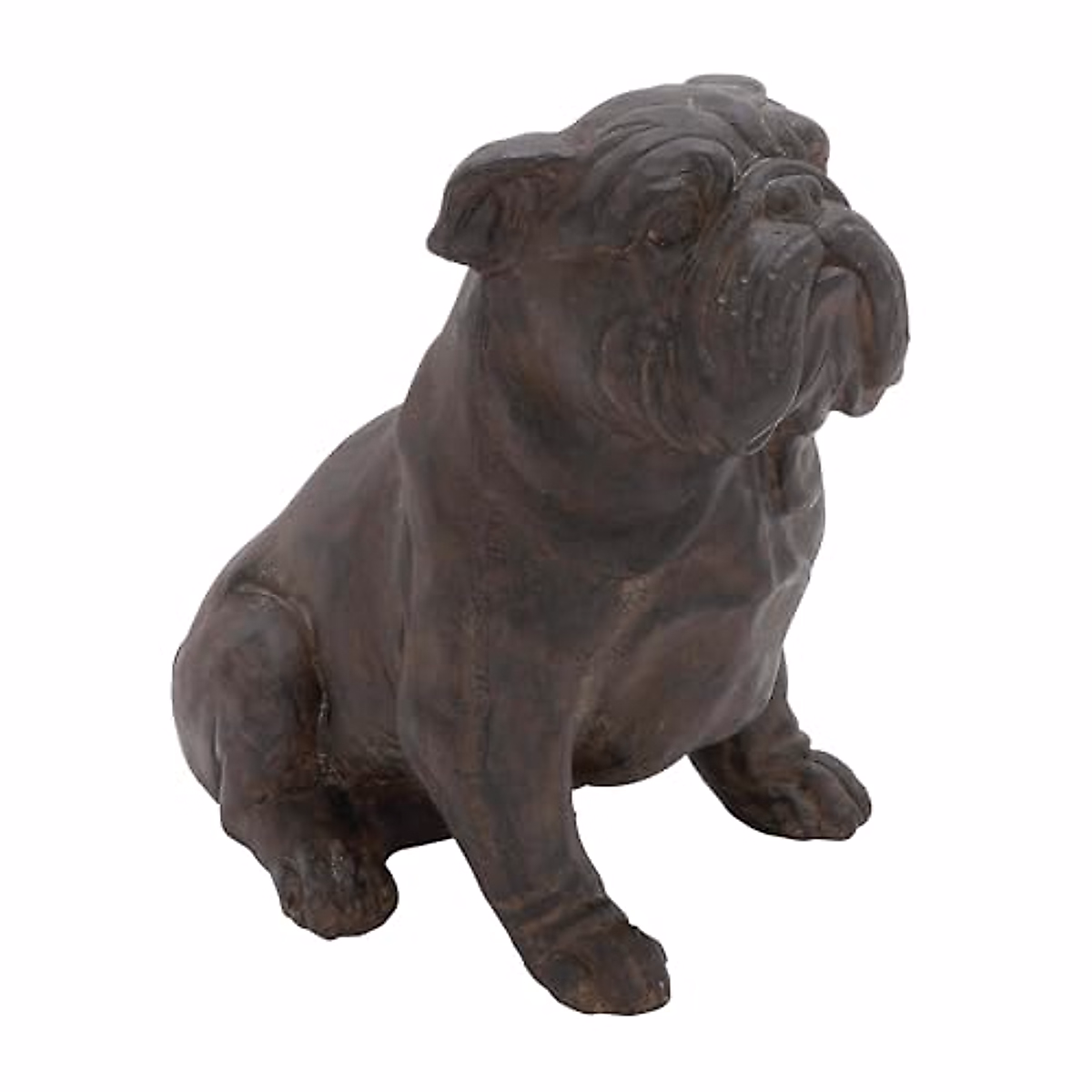 Deco 79 Polystone Bulldog Decorative Sculpture Distressed Sitting Home Decor Statue, Accent Figurine 10" x 7" x 11", Brown