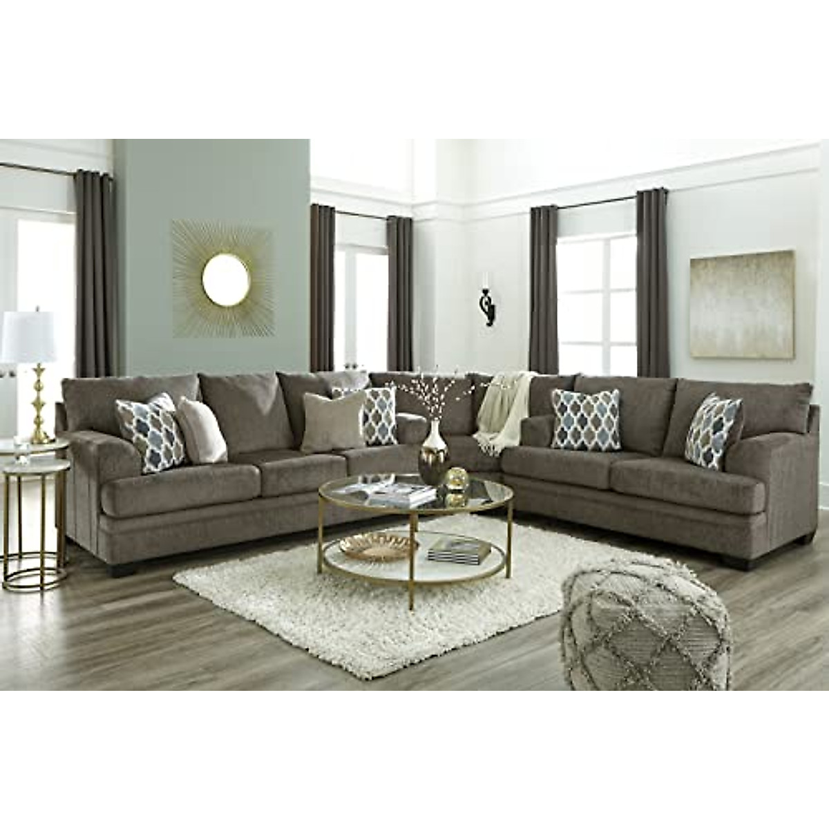 Signature Design by Ashley Dorsten Contemporary Sofa with 4 Throw Pillows, Gray