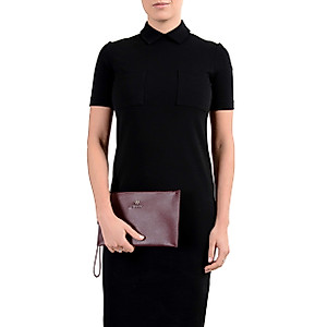 Versace 100% Leather Burgundy Women's Wristlet Clutch