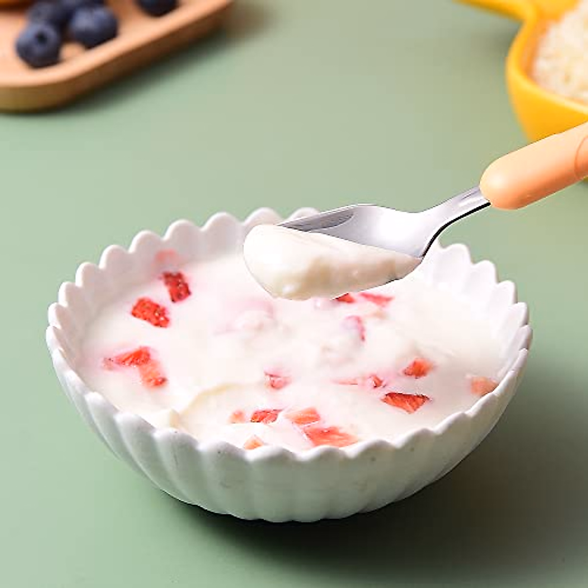 FUNNUO 2 Cartoon Toddler Utensil Sets, Kid Spoon and Fork Set, Stainless Steel Toddler Safe Silverware Set for Children Self-Feeding with Travel Carrying Case BPA Free