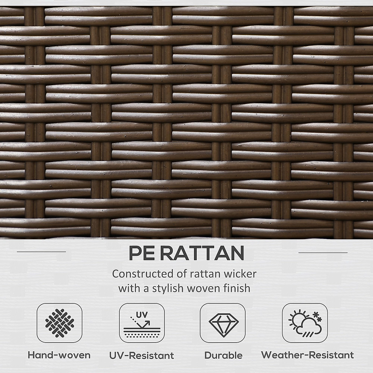 Outsunny Patio Wicker Loveseat with Cushions, 2-Seat Outdoor PE Rattan Couch, Sofa with Throw Pillows for Porch, Backyard, Garden, Poolside, Beige