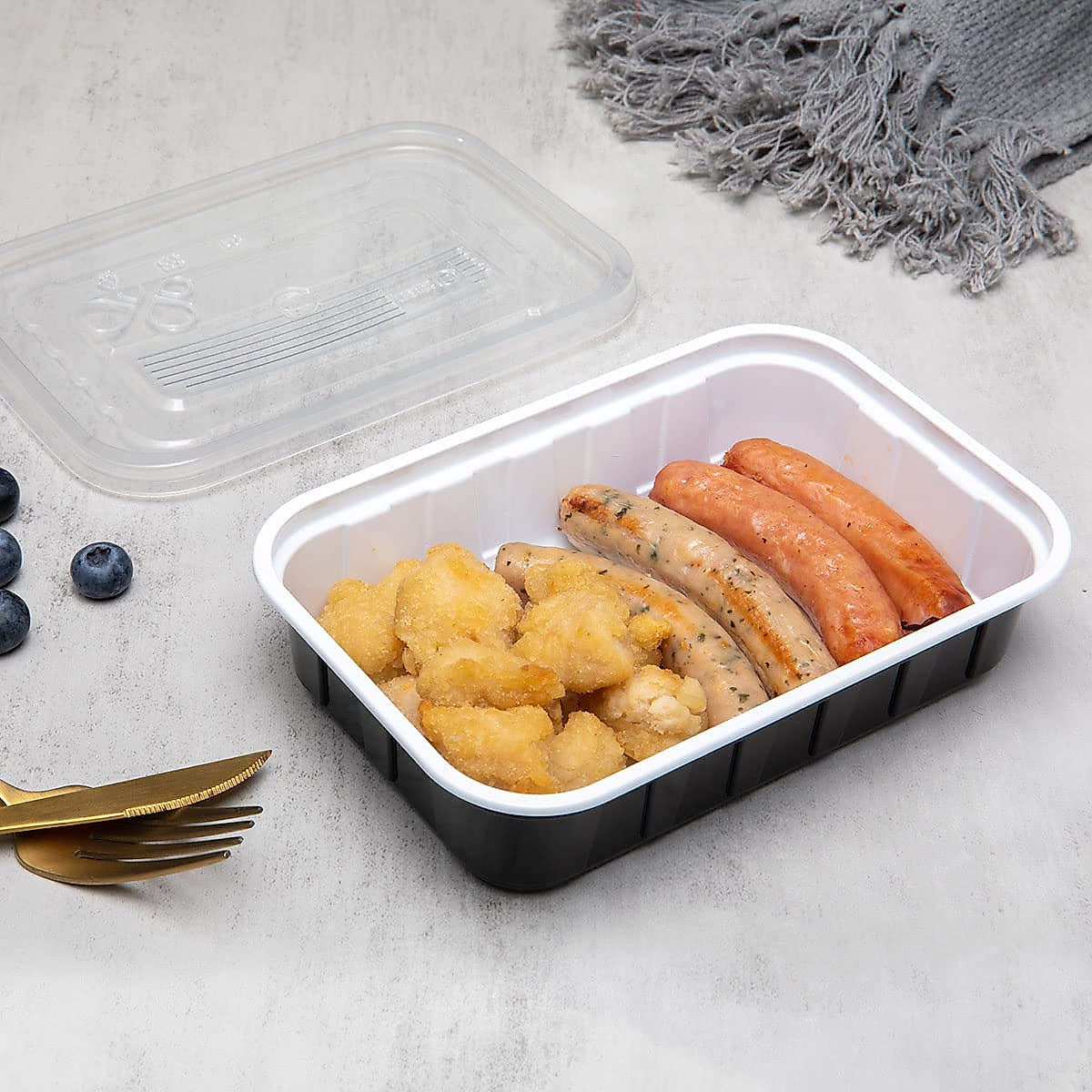OTOR Bento box Meal Prep Containers with Clear Airtight Lids 17oz Lunch Boxes Deli Container take away food storage Two-color process 25 Sets