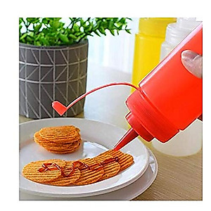 3PCS 360ML/12OZ Refillable Empty Squeeze Sauce Condiment Plastic Bottles Container Food Grade Salad Dressing Storage Jar With Cap For Oils Ketchup Mustard Vinegar Cream Honey Mayonnaise(Random Color)