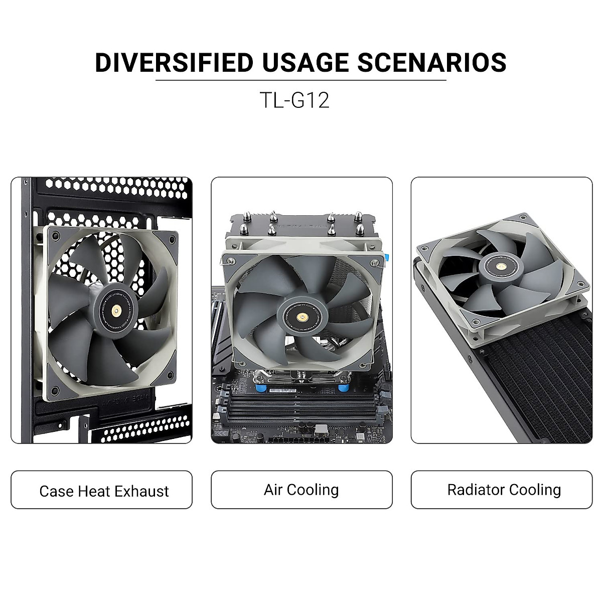 Thermalright TL-G12 120mm CPU Fan, Computer Case Fan, Quiet 4pin PWM PC Fan, 1500RPM, Cooler Fan, for Hydraulic Bearing CPU Cooling Fan