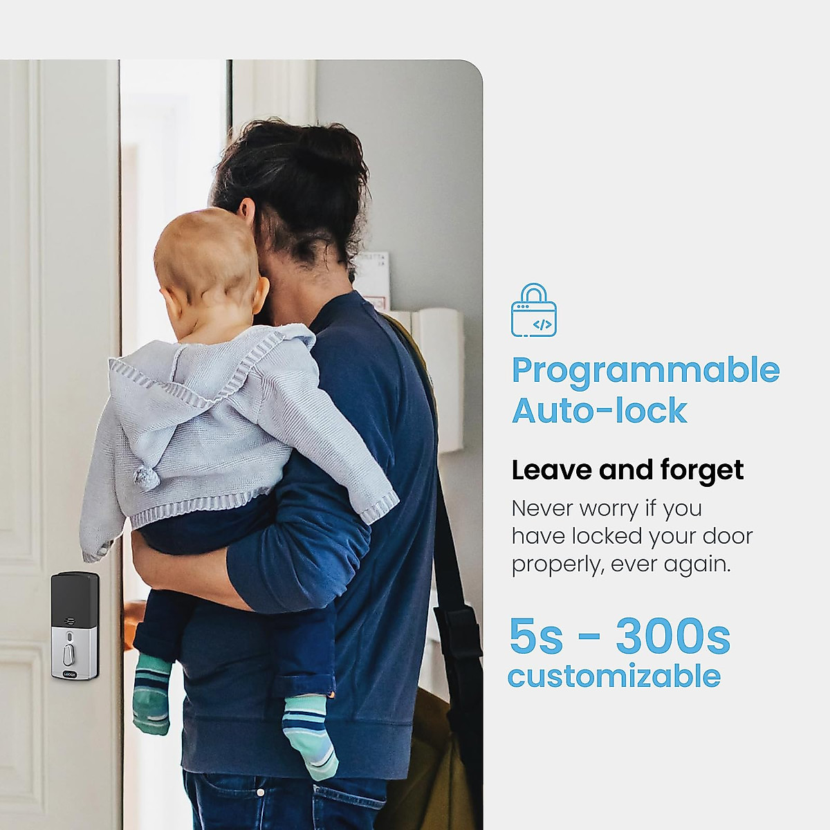 Lockly Secure Pro, Wi-Fi Smart Door Lock, Keyless Entry Door Lock, PIN Genie® Keypad, 3D Biometric Fingerprint Sensor, Voice Control, Auto Lock - Satin Nickel (PGD628WSN) - Latch Edition