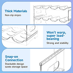 Large Compartment Water Bottle Organizer,4 Tier Stackable Water Bottle Rack for Cabinet,Tumbler Storage Organizer for Kitchen,Fridge,Cabinet Organization and Storage,Clear Water Bottle Storage Rack