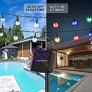 Solar String Lights Outdoor Waterproof, 30.2 FT 60 LED Crystal Globe Twinkle Lights Solar& USB Powered with 8 Lighting Modes for Garden Patio Backyard Party Wedding (60 LED, Multi-Colored)