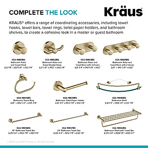 KRAUS Elie Bathroom Robe and Towel Rack with 4 Hooks in Brushed Gold, KEA-18804BG