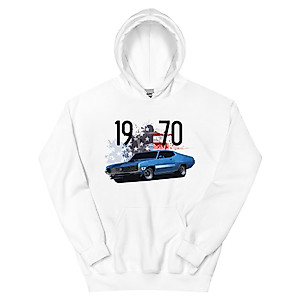 JG Infinite 1970 Torino GT Fastback Muscle Car Unisex Hoodie White