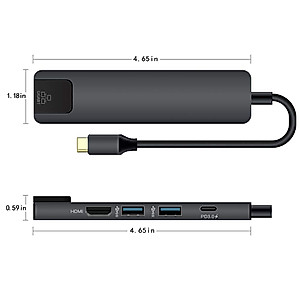 USB C Hub, USB C to Ethernet HDMI USB Adapter with 1000Mbps Ethernet Port, 4K HDMI, 2 USB 3.0 and USB 3.1 Charging Ports, Compatible with MacBook/Pro/Air, Android Phone, Laptops, Tablet and etc