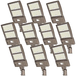 KUKUPPO 10Pack 480 Volt 400W LED Parking Lot Light 60,000LM, Dusk to Dawn LED Shoebox Parking Pole Mount Light 5000K IP65 Waterproof Outdoor Commercial Area Lighting with Slip Fitter 277-480VAC