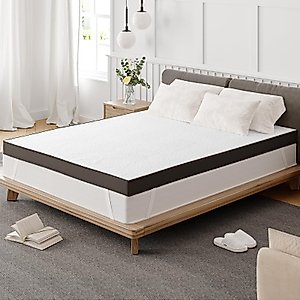 4 Inch Bamboo Memory Foam Mattress Topper, King Size, Reversible Soft & Firm Bed Topper with Knit Cover, Dual Layer Foam, Breathable Mesh Sides, Non-Slip Bottom - CertiPUR-US Certified