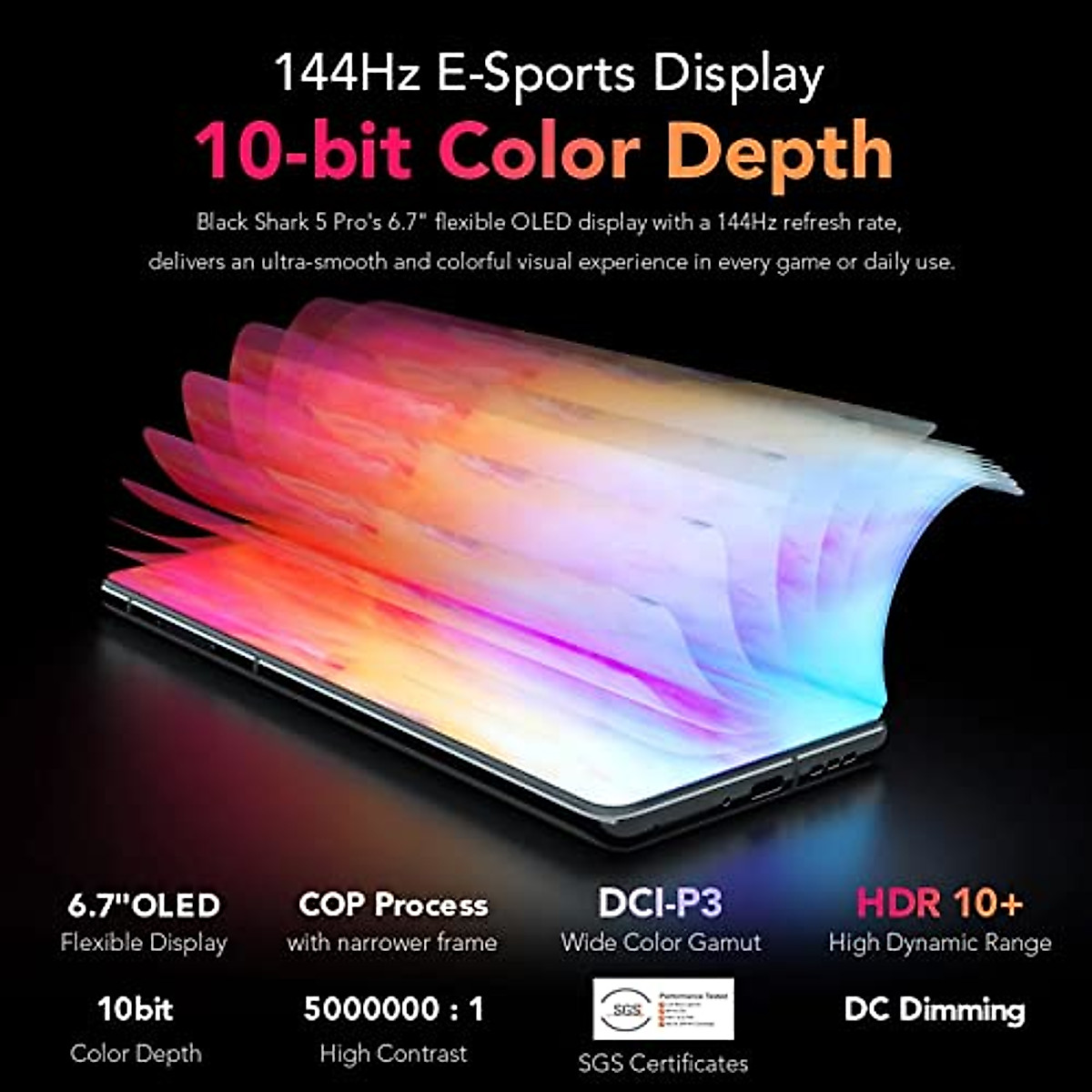 Black Shark 5 Pro Unlocked Gaming Smartphone, 12 GB + 256 GB 5G Cell Phone, 6.67" E4 144Hz ...