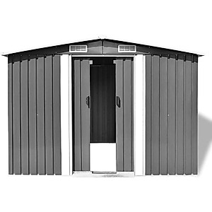 vidaXL Garden Storage Shed Outdoor Yard Patio Home Garage Storing Tools Lawn Care Equipment Household Item Building House Anthracite Steel