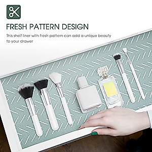 Glotoch Premium Non Slip Shelf Liner, Non Adhesive Drawer Liner, Waterproof Shelf Liners for Kitchen Cabinets, Drawer, Fridge, Wire Shelving, Pantry-12” X 20 FT, Heavy Duty, Green Herringbone