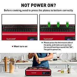 800R double Indoor Smokeless Grill Techwood 1500W Electric Grill with Tempered Glass Lid & LED Smart Control Panel, 8-Level Control Korean BBQ Grill, Red