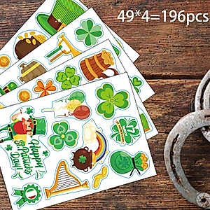 St.Patrick's Day Stickers Cute Shamrock Stickers Beer Party Decoration Sticker Irish Day Cake Baking Decoration Gold Coins Labels Stickers