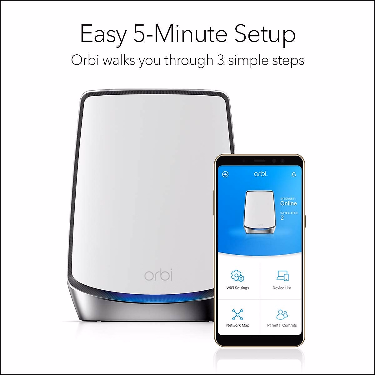 Netgear Orbi Whole Home Tri-band Mesh WiFi 6 System (RBK852) Router with 1 Satellite Extender | Coverage up to 5,000 sq. ft. and 100+ Devices | AX6000 (Up to 6Gbps) (Renewed)