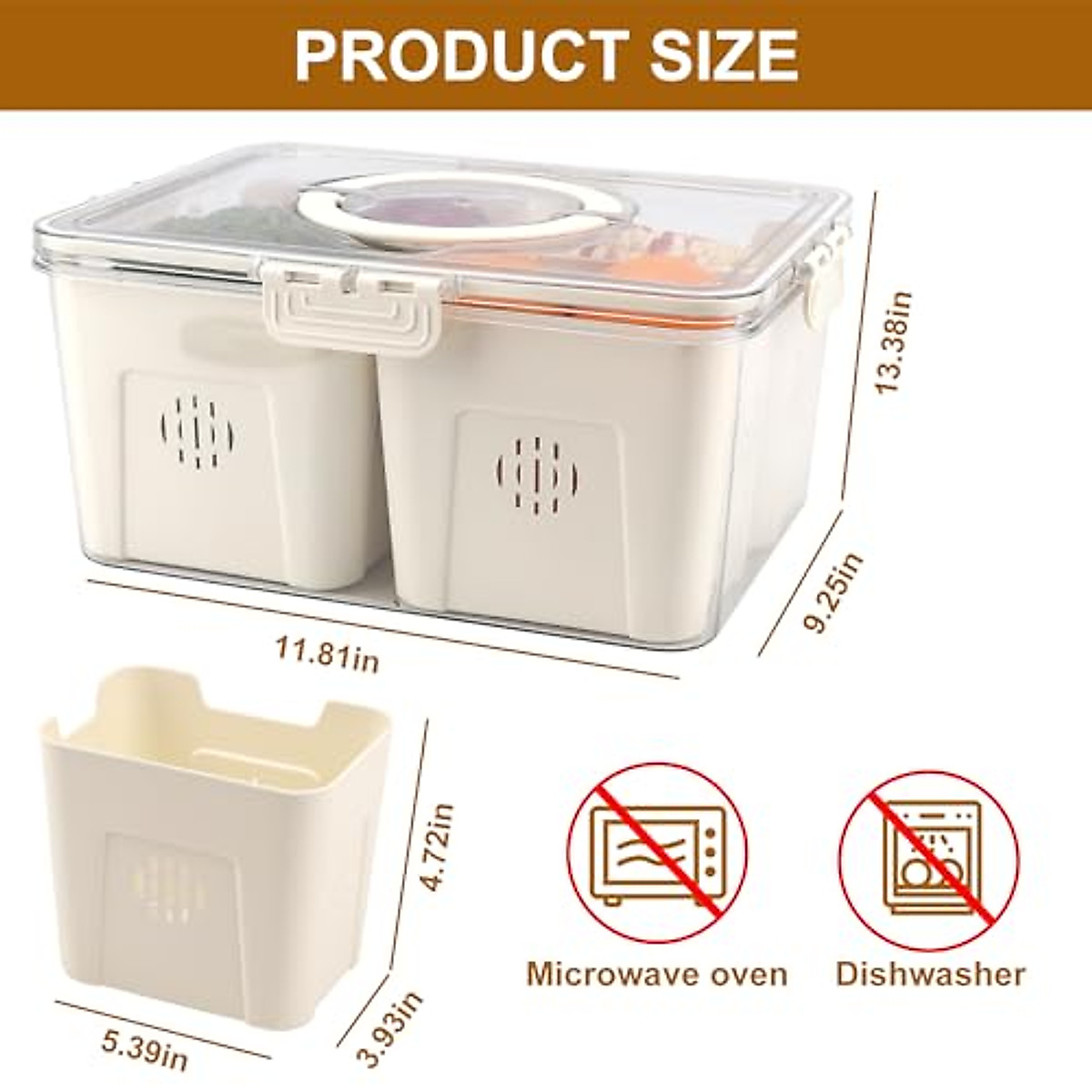 Airtight Fruit Storage Containers for Fridge with Lids & Handle, BPA-Free Food Storage Container with 4 Removable Colanders, Berry Vegetable Fresh Produce Saver, Refrigerator Organizer Bins