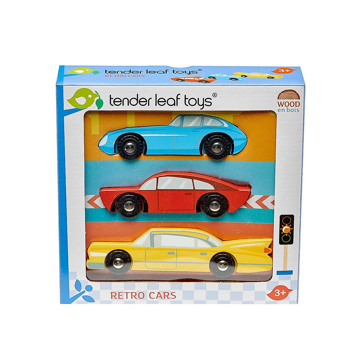 Tender Leaf Toys - Retro Cars - Three Vintage Solid Wood Super Car Set Made with Premium Quality Materials - Encourages Imaginative Roleplay and Develops Fine Motor Skills for Children 3+