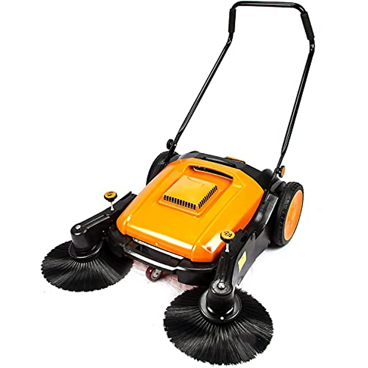 Industrial Floor Sweeper with Triple Brooms, 38 inch Outdoor and Indoor Hand Push Floor Sweeper, 38,000 Square feet per Hour, 12 gal Waste Container