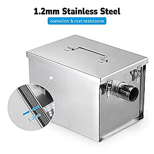 Yescom 8 Lbs Commercial Grease Trap Stainless Steel Interceptor 5GPM Restaurant Cafe