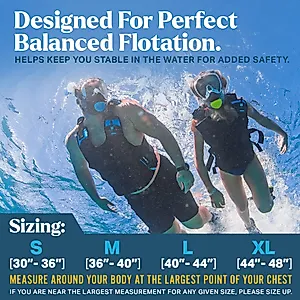 Seaview Palawan Inflatable Snorkel Vest for Adults & Kids - Premium Snorkeling Vest for Low Impact Water Sports. Inflatable Swim Vest. Balanced Flotation, Secure Lock, and Comfort Fit.