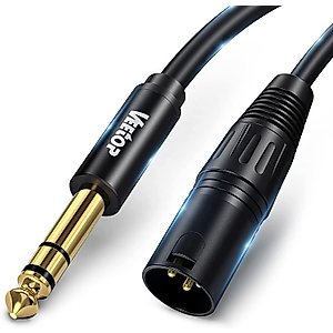 Veetop 1/4 Inch TRS to XLR Male Cable, Balanced 6.35mm Quarter inch TRS Plug to 3-pin XLR Male, Quarter inch TRS Male to XLR Male Microphone Cable, 10 Feet