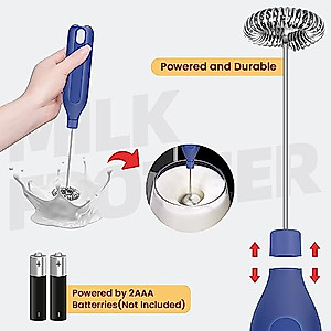 REPRINPIC Powerful Mini Milk Frother Electric Whisk Drink Mixer for Lattes, Coffee, Cappuccino, Hot chocolate, Battery Operated (not included) Mini Drink Mixer Upgraded Motor