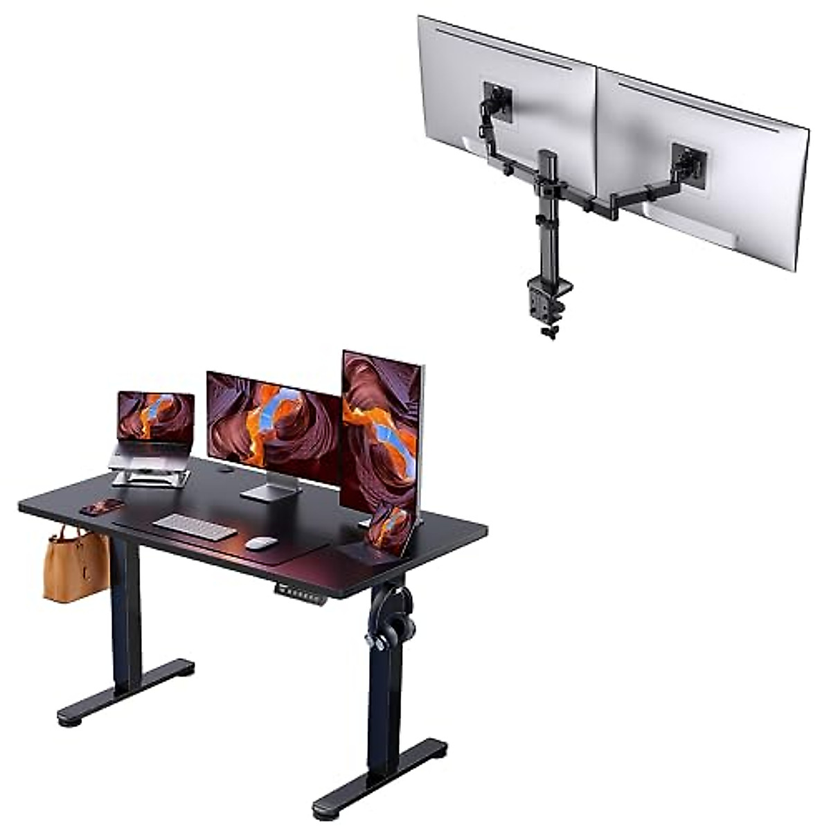 ErGear Height Adjustable Electric Standing Desk Dual Monitor Desk Mount