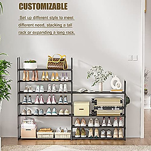 OYREL Shoe Rack for Closet Sturdy Storage Metal Organizer Entryway Shoes Over The Door Shelf Zapateras Free Standing Racks,3 Tier Large Rack, Black