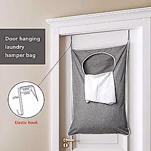 ANSTROUT XL Hanging Laundry Hamper, Extra Large Tear-resistance Door Hamper with 2 Types Hooks for Dirty Clothes, Save Bathroom Space Hanging Laundry Bag (36.5x 22 Inch ,Grey)