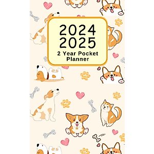 2024-2025 2 Year Pocket Planner: 24-Month Calendar from January 2024 through December 2025 - Cute Dogs