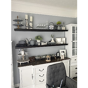 Joel's Antiques - 60 Inch Wooden Floating Shelves for Wall - Made of Natural Wood - Long Heavy Duty Rustic Fireplace Mantel & Book Shelf - Perfect for Living Room - Mocha 60x10x2 in