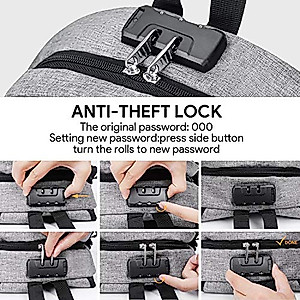 Laptop Backpack for Men & Women, Anti Theft Waterproof Backpack with USB Charging Port, Travel Business Backpack Fits Under 15.6-Inch Laptop Notebook, Grey