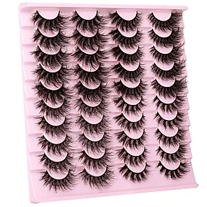 20 Pairs Fake Eyelashes Fluffy Volume Mink Lashes Wispy 20MM Long Dramatic False Eyelashes 4 Styles Reusable Handmade Soft Faux Mink Eye Lashes Pack by GVEFETIEE