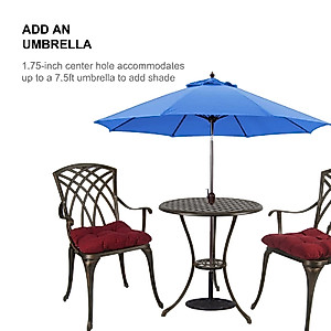 Polar Aurora 3 Piece Patio Bistro Set Cast Aluminum Bistro Table Set Outdoor Round Dining Table with Umbrella Hole for Porch, Lawn, Garden, Backyard, Pool,Bronze