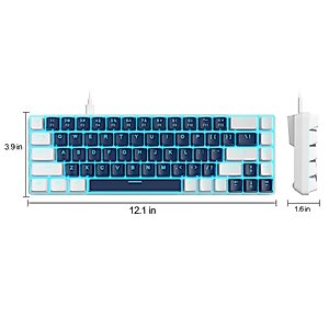 MageGee Portable 60% Mechanical Gaming Keyboard, MK-Box LED Backlit Compact 68 Keys Mini Wired Office Keyboard with Blue Switch for Windows Laptop PC Mac - Blue/White