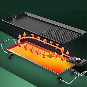 Electric Griddle Grill, Family Indoor BBQ, waterproof Smokeless Coated Non-Stick Griddle Pan, 5-Level Control with Adjustab le Temperature, for Camping Indoor Outdoor Parties (68CM*28CM)