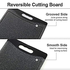 Home & Kitchen Essentials Cutting Boards. Reversible, Marble Granite Gray, BPA Free, Dishwasher Safe, Easy-Grip Handle and Non-Porous with Juice Grooves (Extra Large)