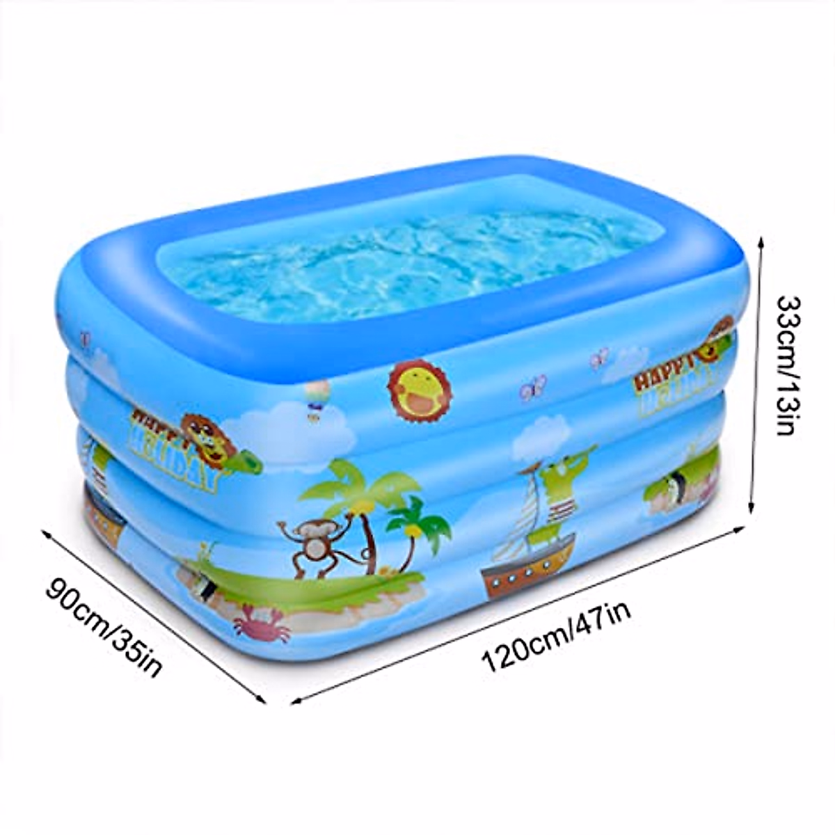 Small Inflatable Swimming Pool Blow Up Pool with 4 Separate Air Chambers Garden Backyard Rectangle Kids Pool,47" W*35" D*13" H