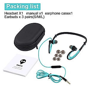 mucro Sports Headphones Over The Ear Headphones Wired for Running Exercise with Microphone Compatible Foldable Behind The Neck Headphones for Workout Jogging Gym Ear Buds