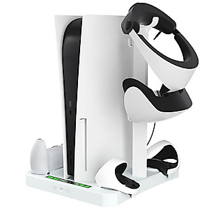 For PS5 Console Cooling Dock, PSVR 2 Handle Charging Dock, for PS5 Controllers Charging Station, VR Headset Game Disc Helmet Storage Rack